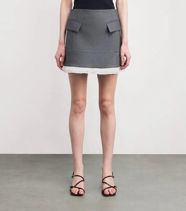 Maje Wool-blend Panelled Mini Skirt - Black