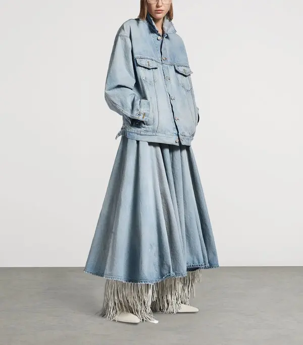 Balenciaga Godet Maxi Skirt In Denim