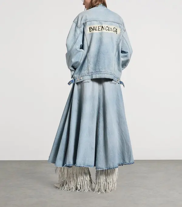 Balenciaga Godet Maxi Skirt In Denim