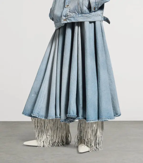 Balenciaga Godet Maxi Skirt In Denim