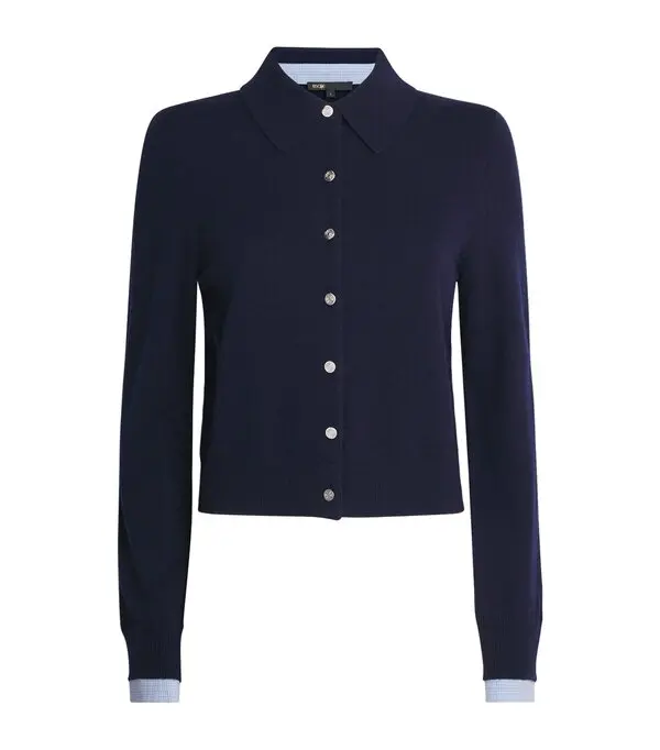 Maje Wool-cashmere Cardigan With Point Collar