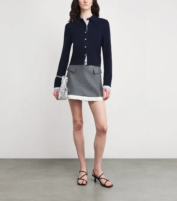 Maje Wool-cashmere Cardigan With Point Collar