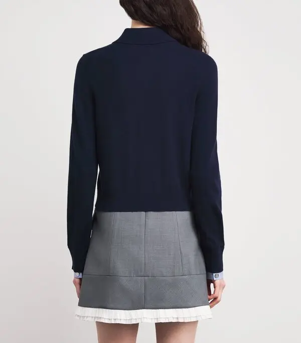 Maje Wool-cashmere Cardigan With Point Collar