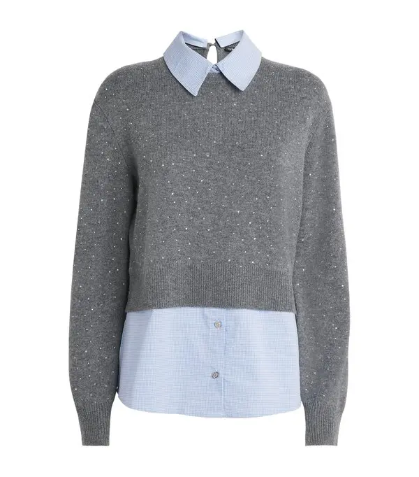 Maje Wool-blend Sweater And Shirt Set