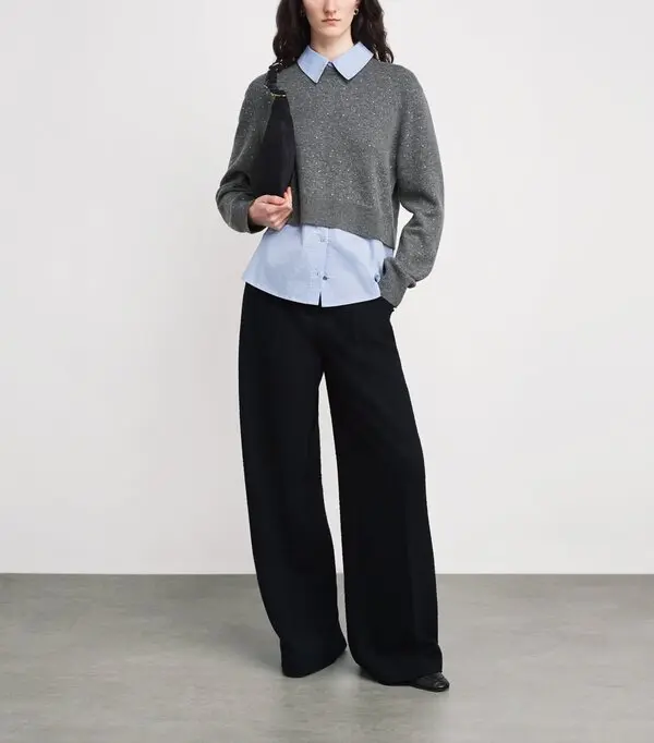 Maje Wool-blend Sweater And Shirt Set