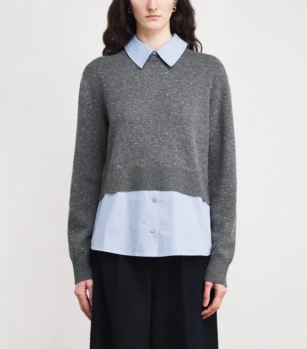 Maje Wool-blend Sweater And Shirt Set