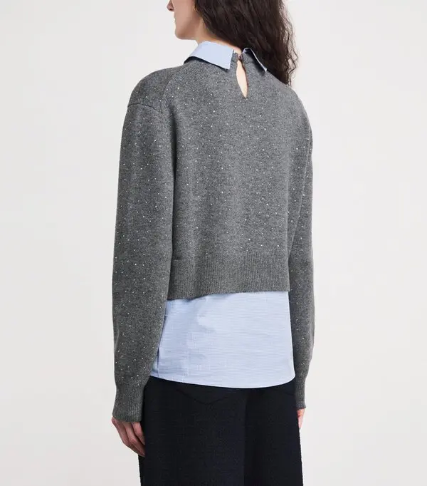Maje Wool-blend Sweater And Shirt Set