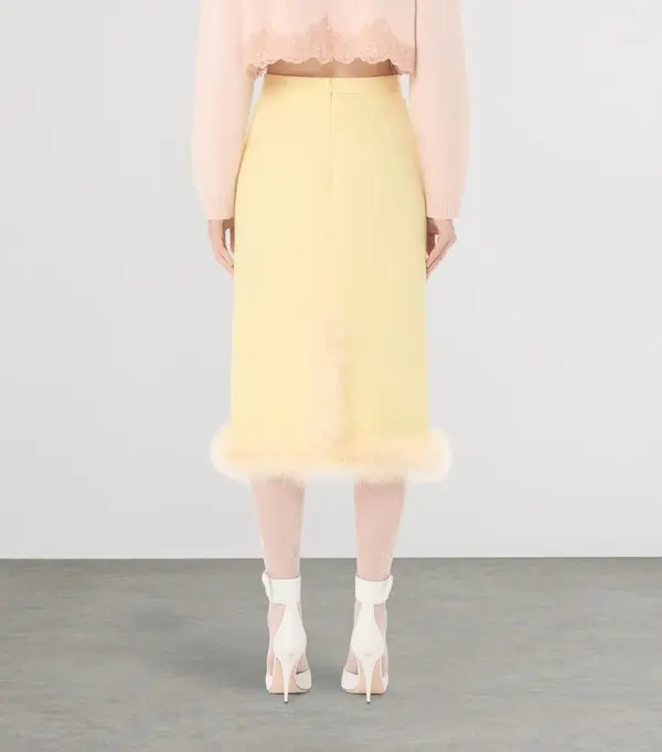 Valentino Garavani Virgin Wool-silk Trimmed Midi Skirt