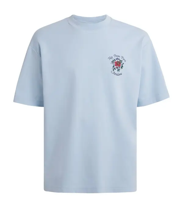 Drole De Monsieur Cotton Rose Slogan T-shirt