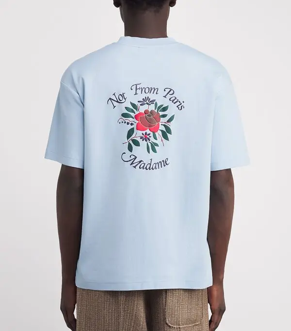 Drole De Monsieur Cotton Rose Slogan T-shirt