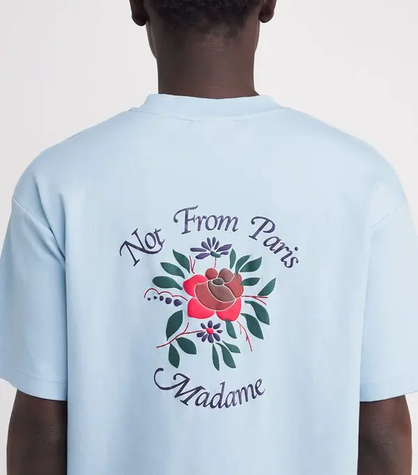 Drole De Monsieur Cotton Rose Slogan T-shirt