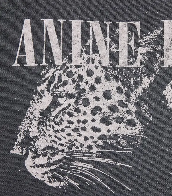 ANINE BING Leopard Print Spencer Sweatshirt - Black