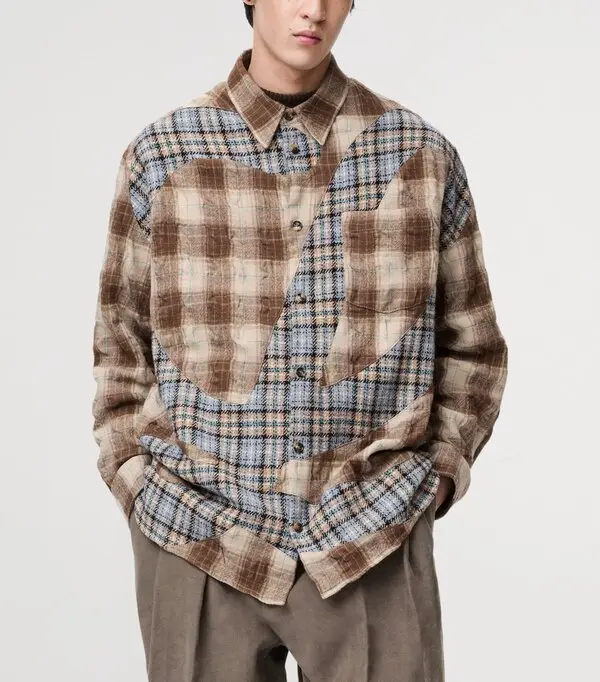 Loewe Wool-blend Long-sleeve Check Shirt