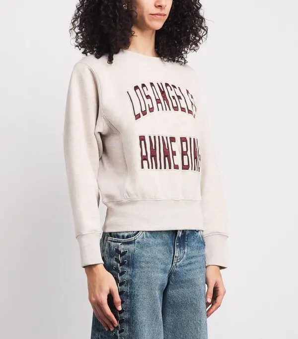 ANINE BING Harry Shrunken Sweatshirt With Graphic Logo - Beige