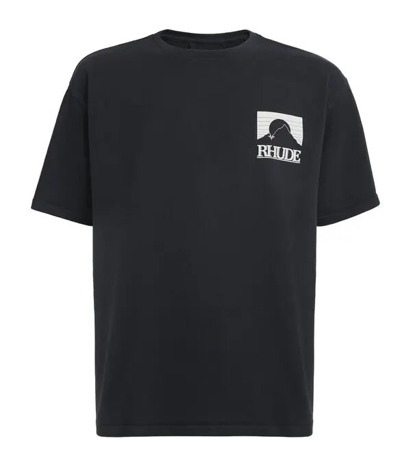 Rhude Cotton Printed Moonlight T-shirt - Black