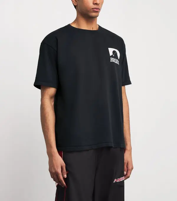 Rhude Cotton Printed Moonlight T-shirt - Black