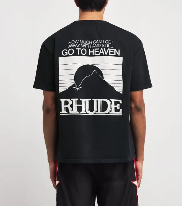 Rhude Cotton Printed Moonlight T-shirt - Black