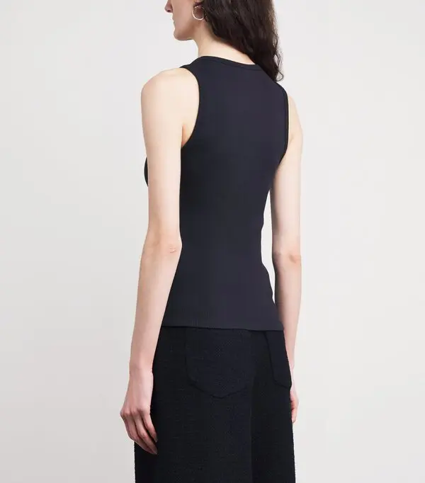 Maje Stretch-cotton Logo Tank Top - Blue