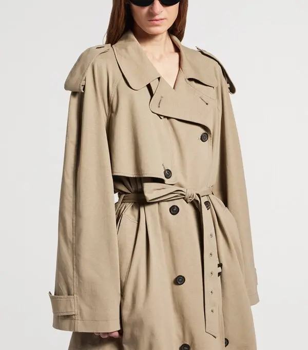 Balenciaga Cotton Cropped Trench Coat - Yellow