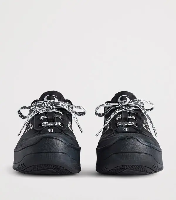 Balenciaga Leather Hamptons Platform Sneakers - Black