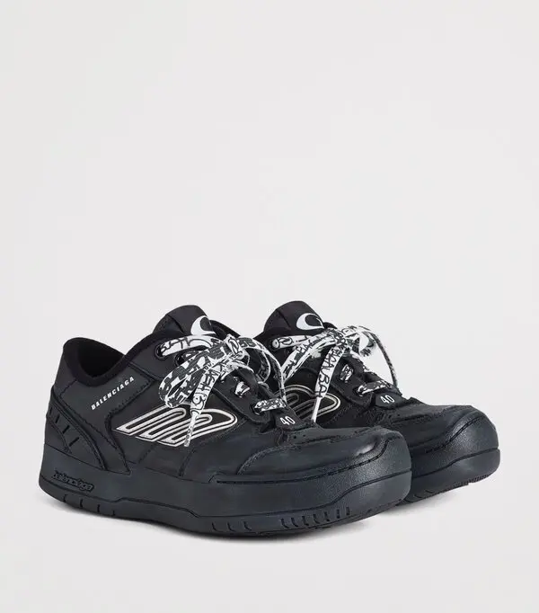 Balenciaga Leather Hamptons Platform Sneakers - Black