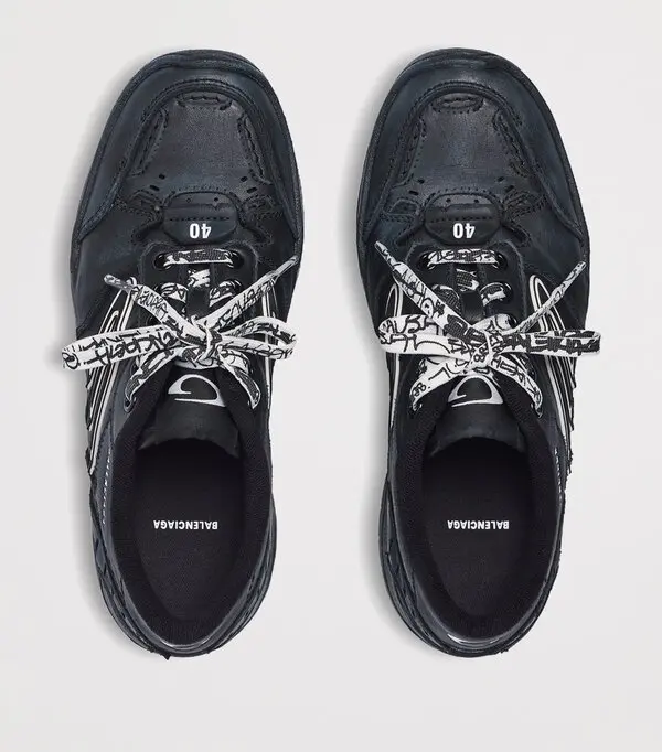 Balenciaga Leather Hamptons Platform Sneakers - Black