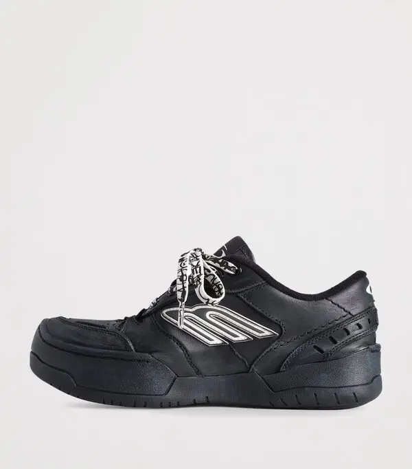 Balenciaga Leather Hamptons Platform Sneakers - Black