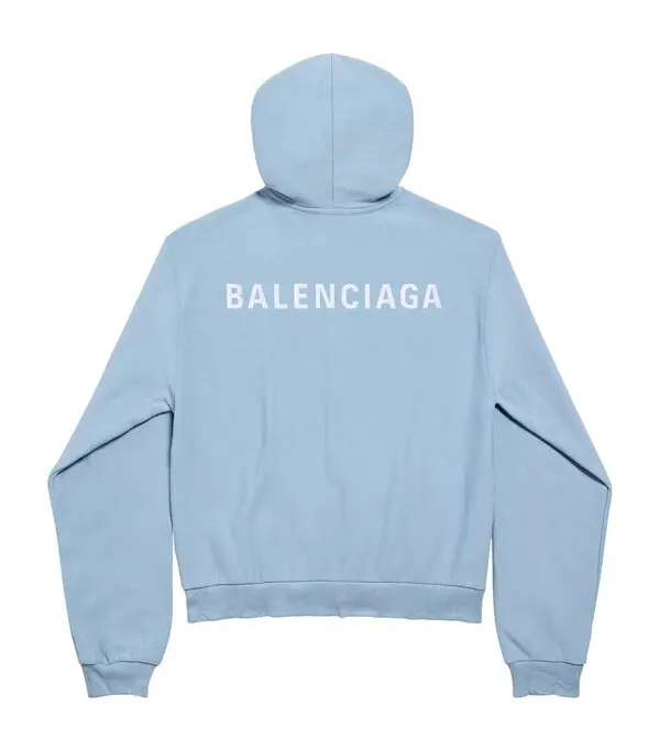 Balenciaga Cotton Zip-up Hoodie - Blue