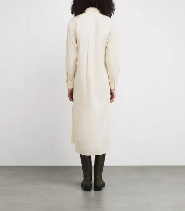 Cotton Cinched Maxi Shirt Dress - Ivory