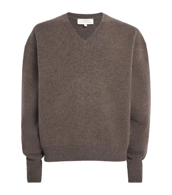 Studio Nicholson Wool-cashmere V-neck Sweater - Grey
