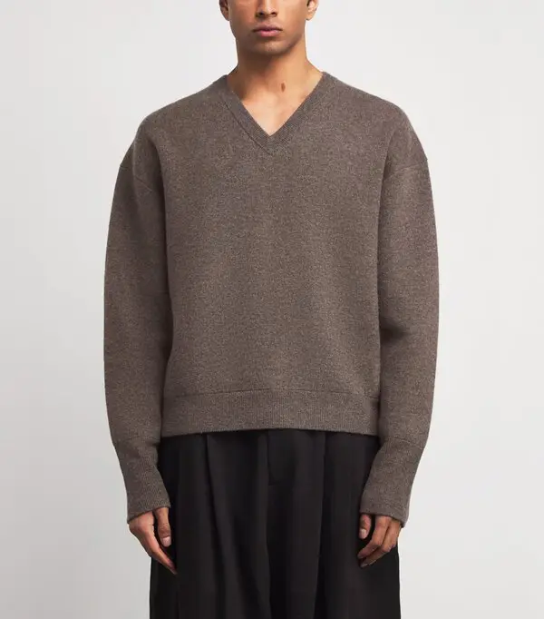Studio Nicholson Wool-cashmere V-neck Sweater - Grey