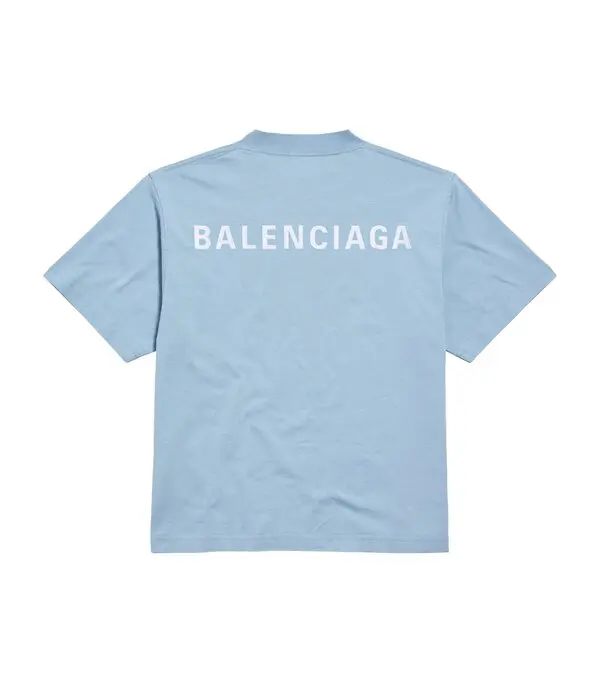 Balenciaga Cotton Logo-embroidered T-shirt - Blue