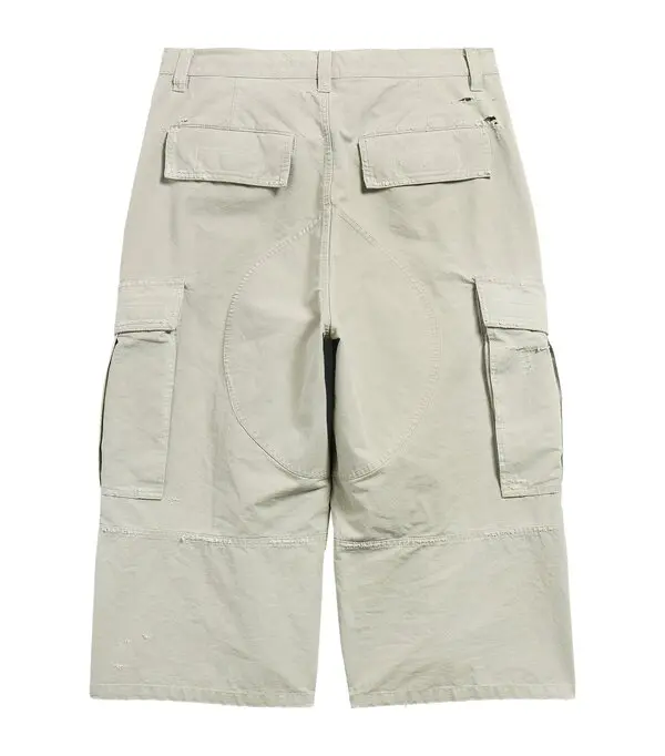 Balenciaga Distressed Cargo Shorts - Red