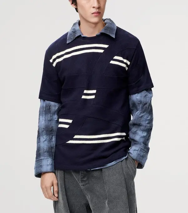 Loewe Wool-blend Oversized T-shirt - Navy