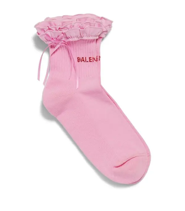 Balenciaga Cotton-blend Bow Socks - Pink