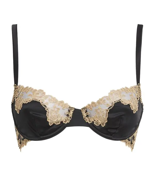 COCO DE MER Silk-blend Reina Half-cup Bra - Black