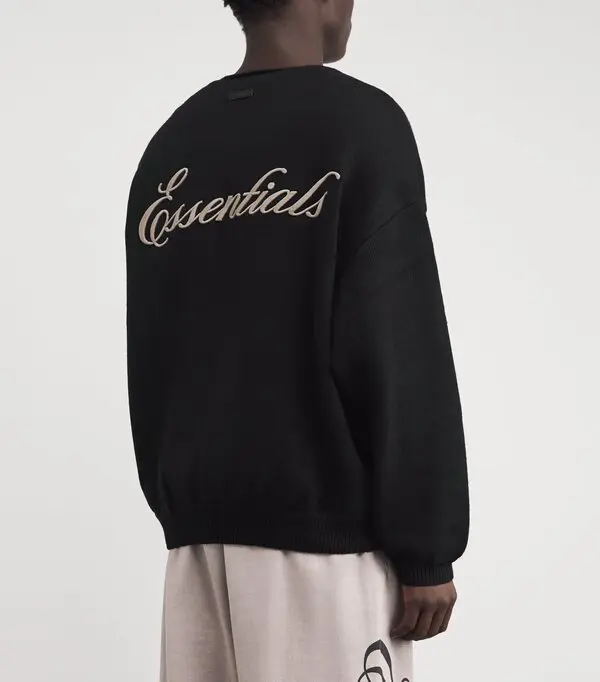 Fear Of God Waffle-knit Script Sweater - Black