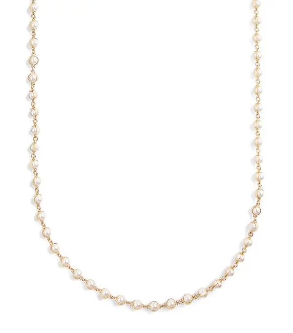 Tory Burch Pearl And Brass Necklace - Silver