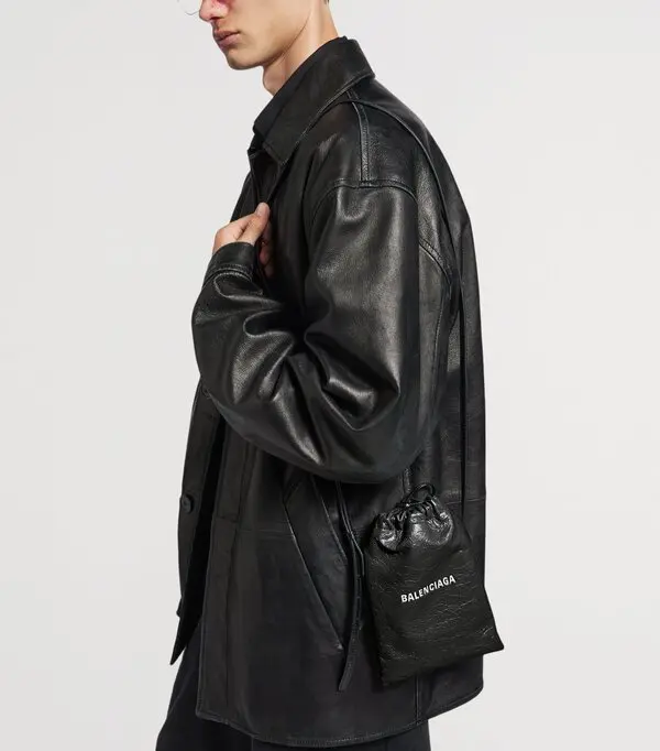 Balenciaga Leather Shopper Phone Holder