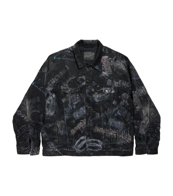 Balenciaga Printed Denim Trucker Jacket