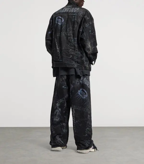 Balenciaga Printed Denim Trucker Jacket