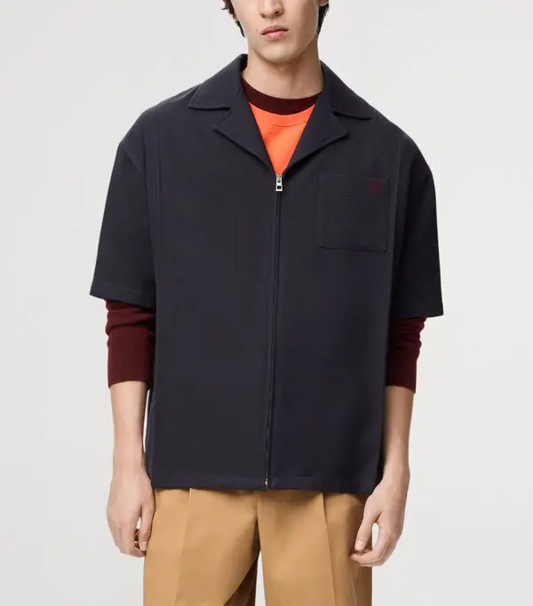 Loewe Wool Short-sleeve Zip-up Shirt
