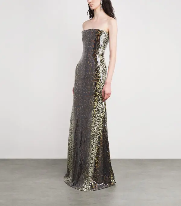 Alex Perry Sequinned Leopard Print Gown