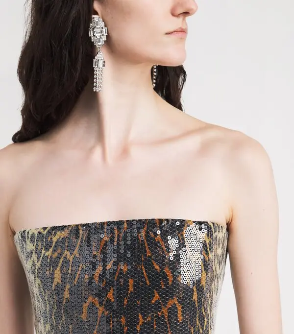Alex Perry Sequinned Leopard Print Gown