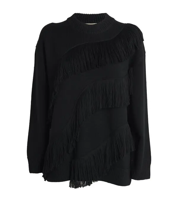 Ulla Johnson Wool Fringe-detail Ina Sweater - Black