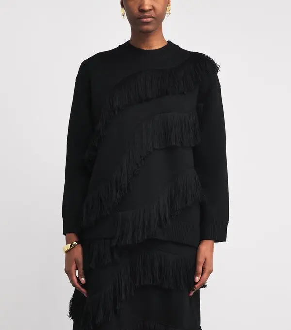 Ulla Johnson Wool Fringe-detail Ina Sweater - Black