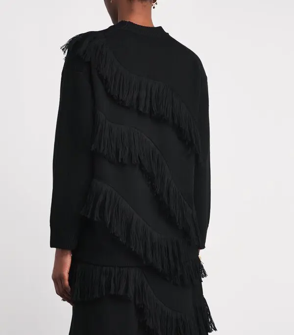 Ulla Johnson Wool Fringe-detail Ina Sweater - Black