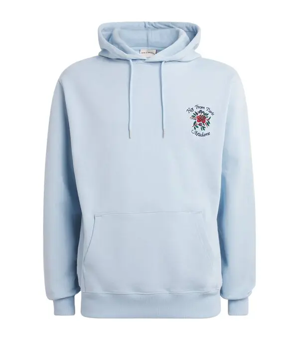 Drole De Monsieur Cotton Rose Slogan Hoodie - Blue