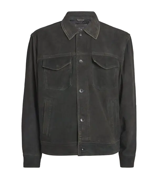 Rag & Bone Goat Suede Trucker Jacket - Black