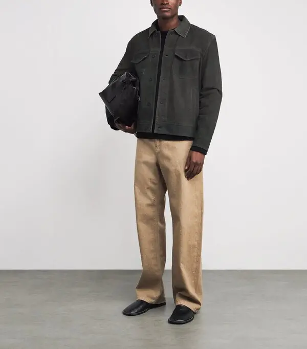 Rag & Bone Goat Suede Trucker Jacket - Black